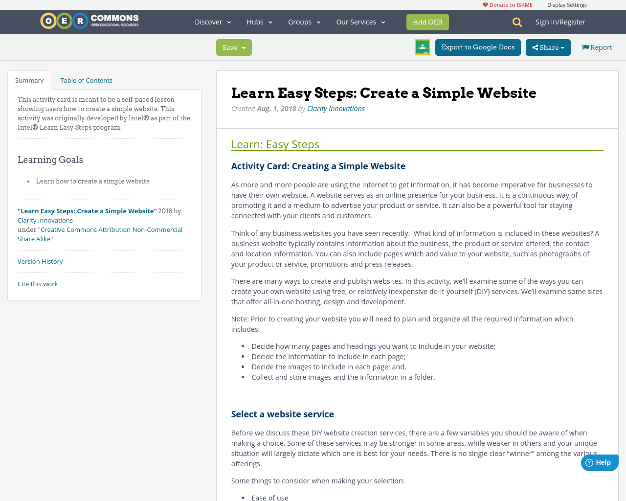 Learn Easy Steps: Create a Simple Website | OER Commons