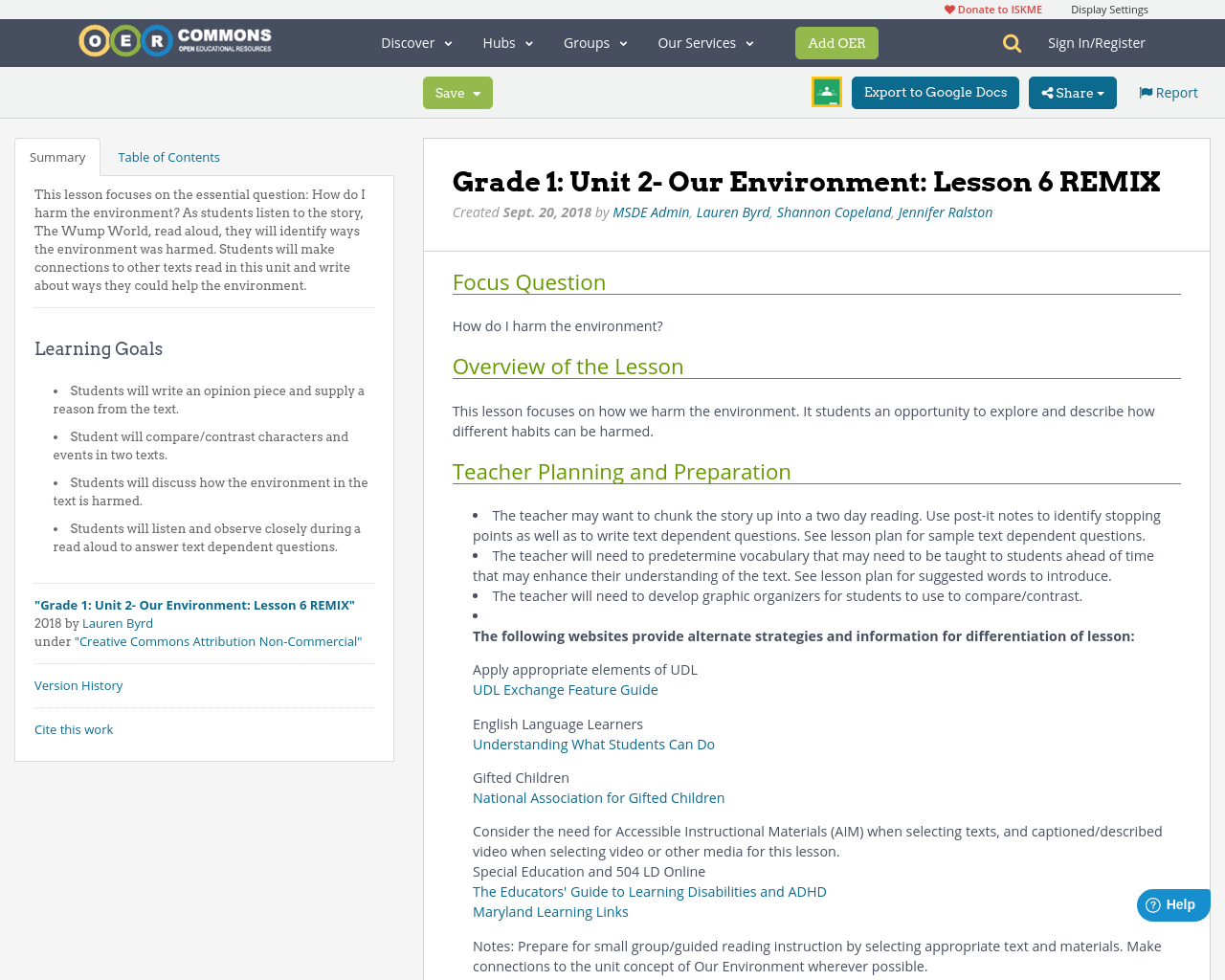 Grade 1: Unit 2- Our Environment: Lesson 6 REMIX | OER Commons