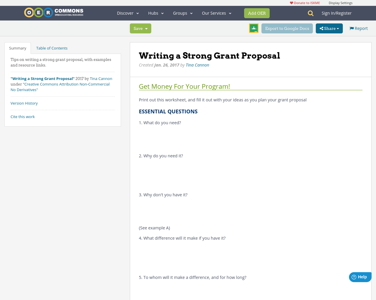 Writing a Strong Grant Proposal | OER Commons