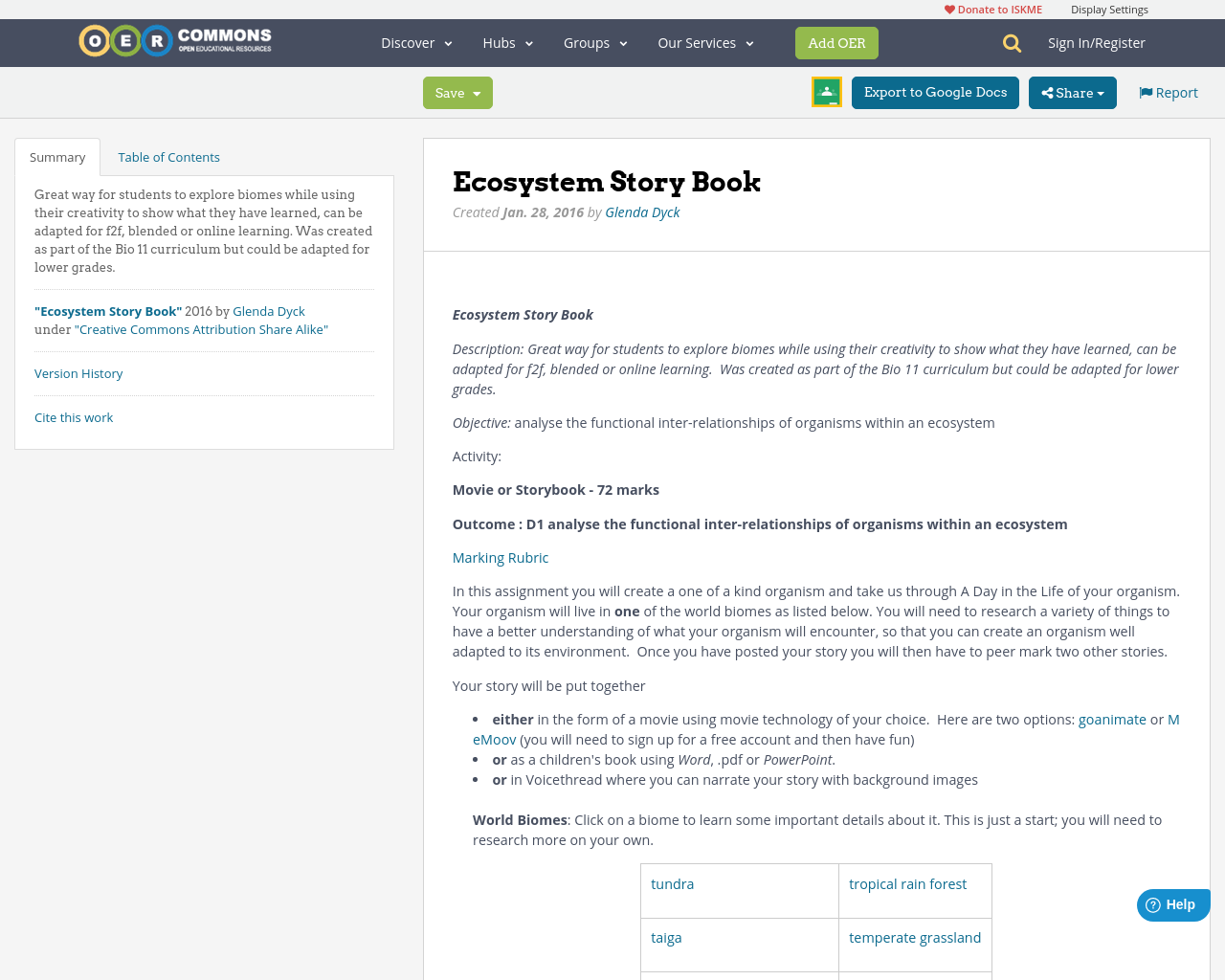 Ecosystem Story Book | OER Commons