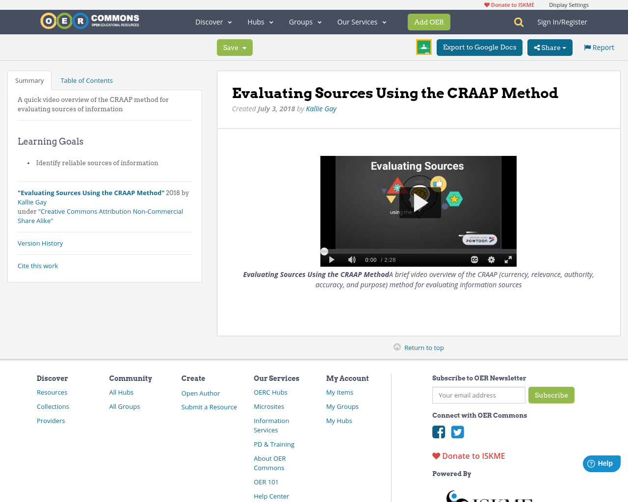 Evaluating Sources Using the CRAAP Method | OER Commons