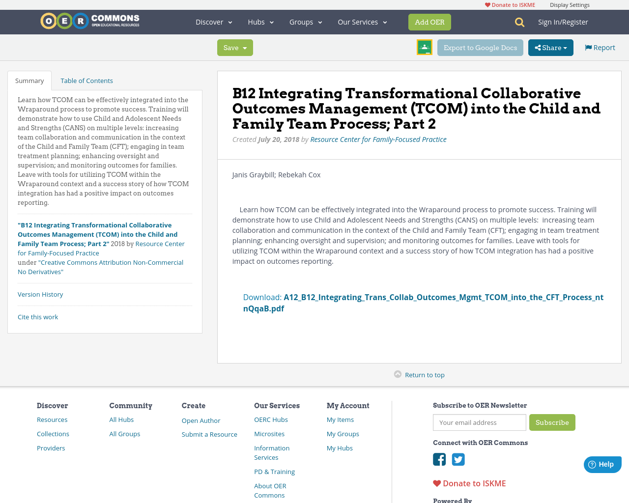 B12 Integrating Transformational Collaborative Outcomes Management ...