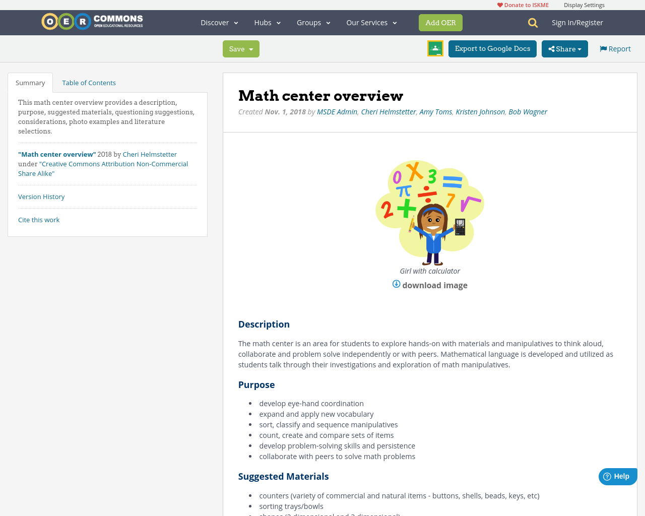 Math center overview | OER Commons