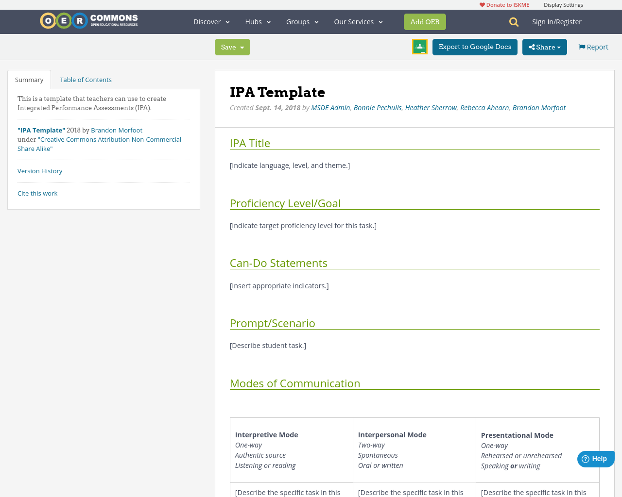Ipa Template Oer Commons