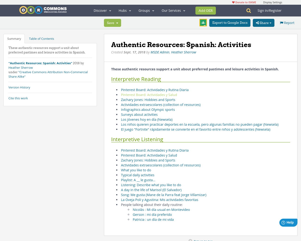 Authentic Resources: Spanish: Activities | OER Commons