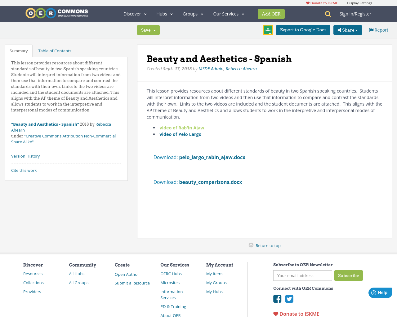 Beauty and Aesthetics - Spanish | OER Commons