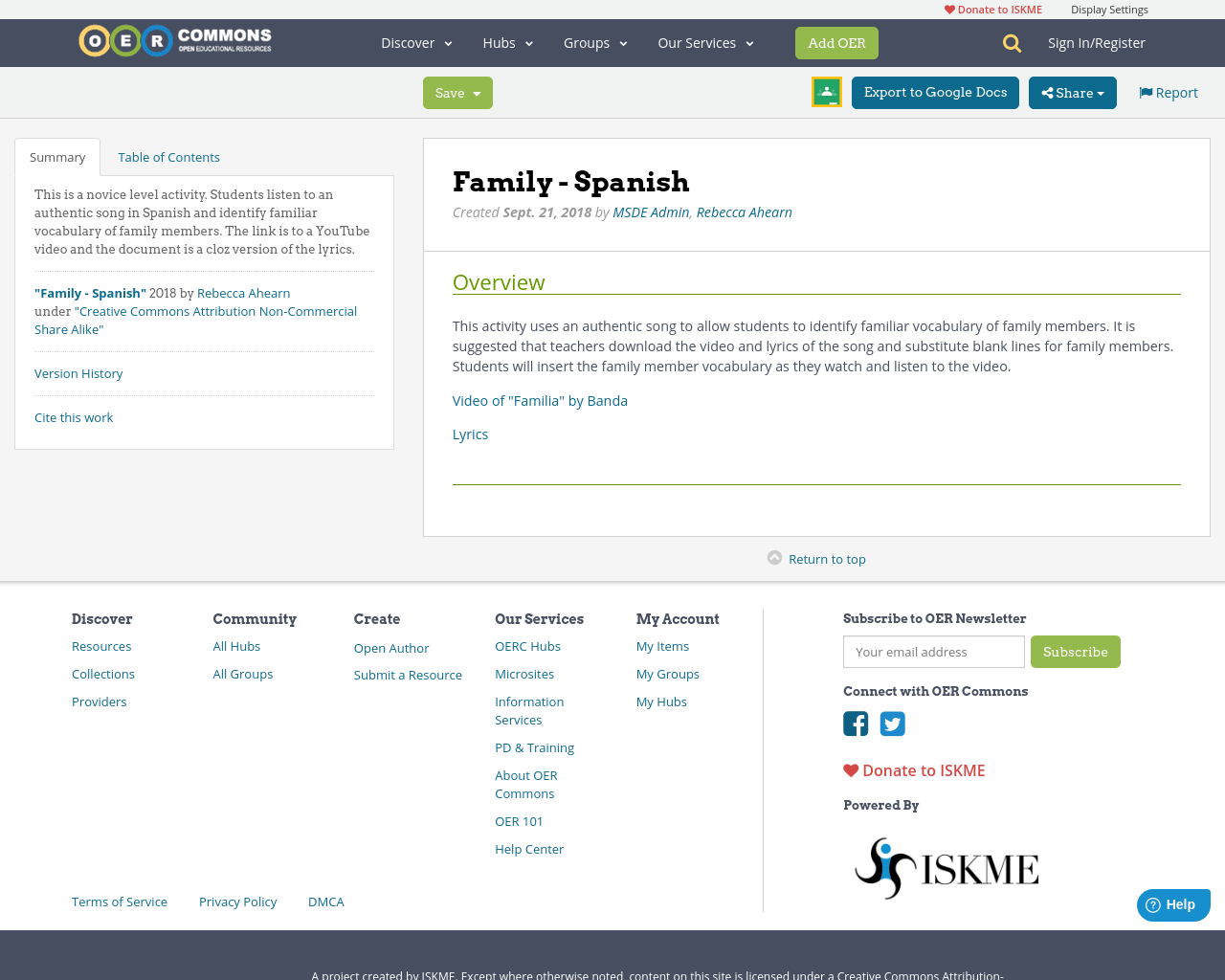 Family - Spanish | OER Commons