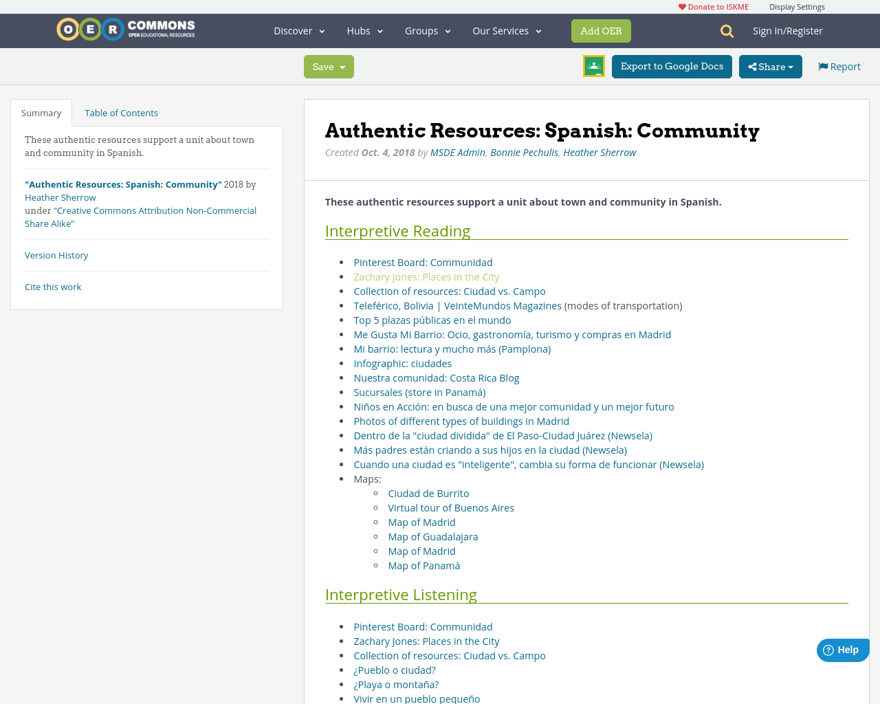 Authentic Resources: Spanish: Community | OER Commons