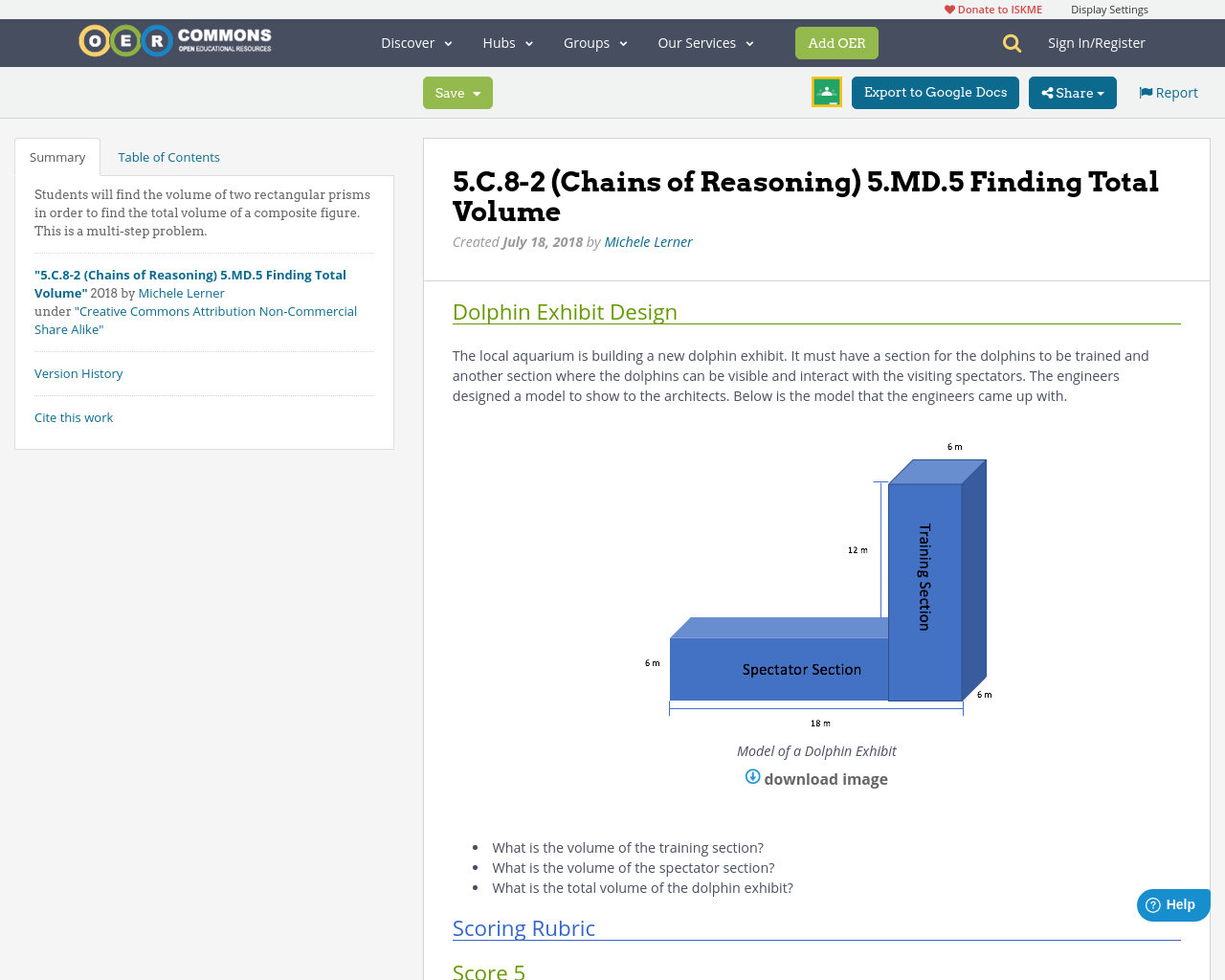 5.C.8-2 (Chains of Reasoning) 5.MD.5 Finding Total Volume | OER Commons