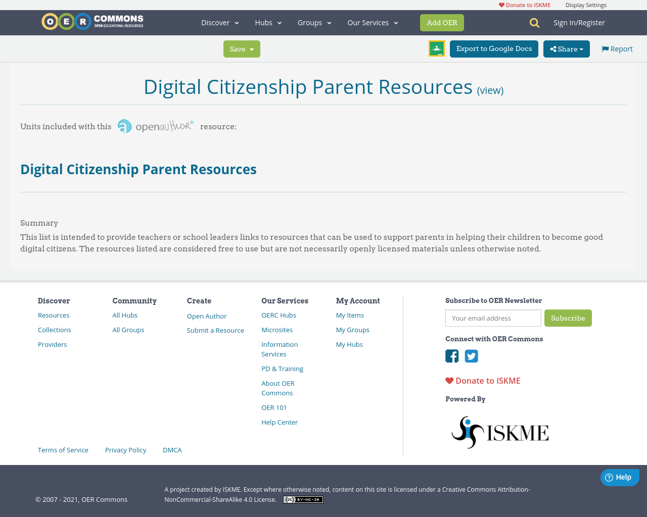 Digital Citizenship Parent Resources | OER Commons