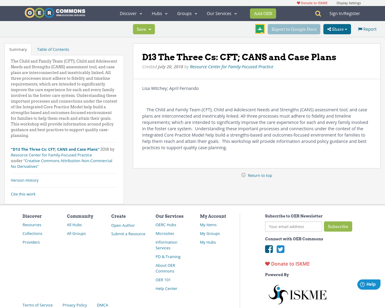 D13 The Three Cs: CFT; CANS and Case Plans | OER Commons