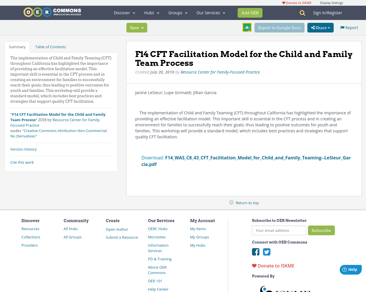 F14 CFT Facilitation Model for the Child and Family Team Process | OER ...