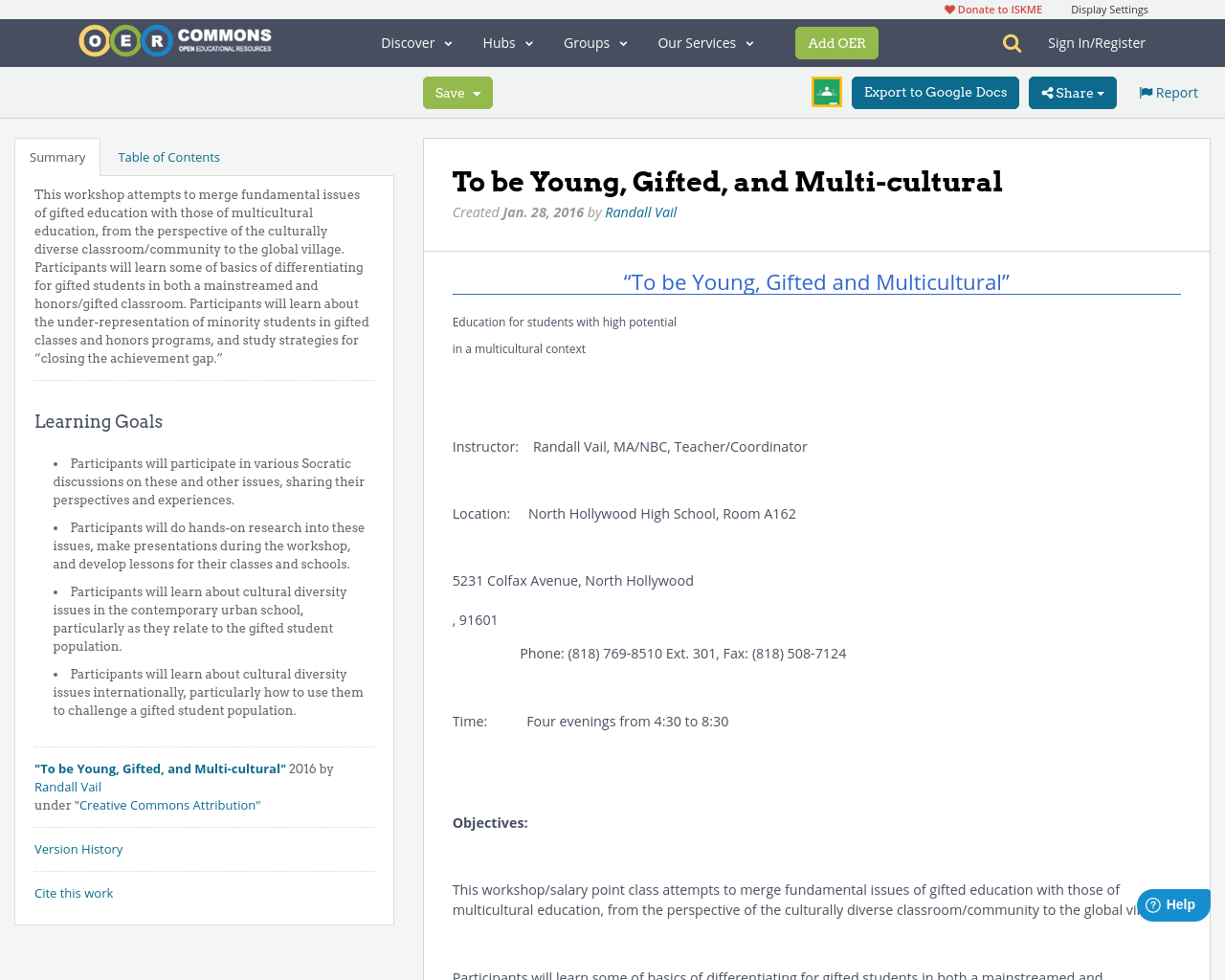 To be Young, Gifted, and Multi-cultural | OER Commons