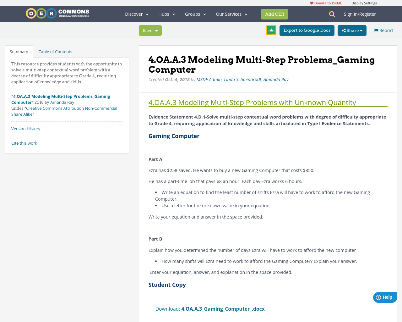 4.OA.A.3 Modeling Multi-Step Problems_Gaming Computer | OER Commons