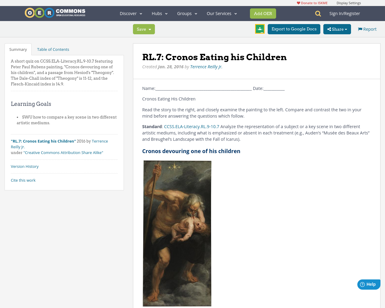 RL.7: Cronos Eating his Children | OER Commons