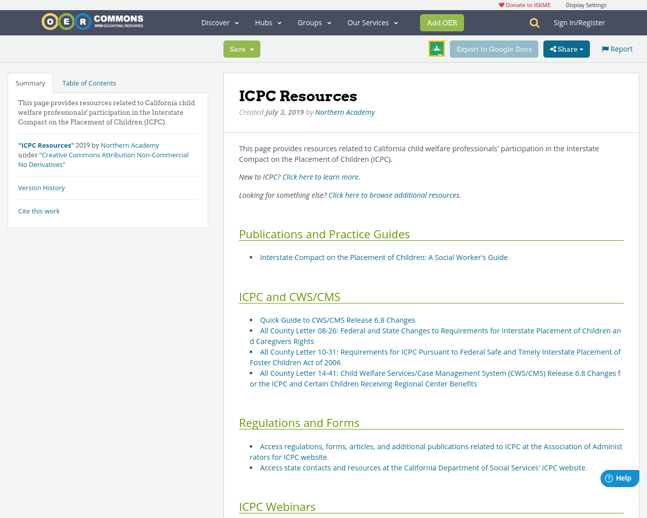 ICPC Resources | OER Commons