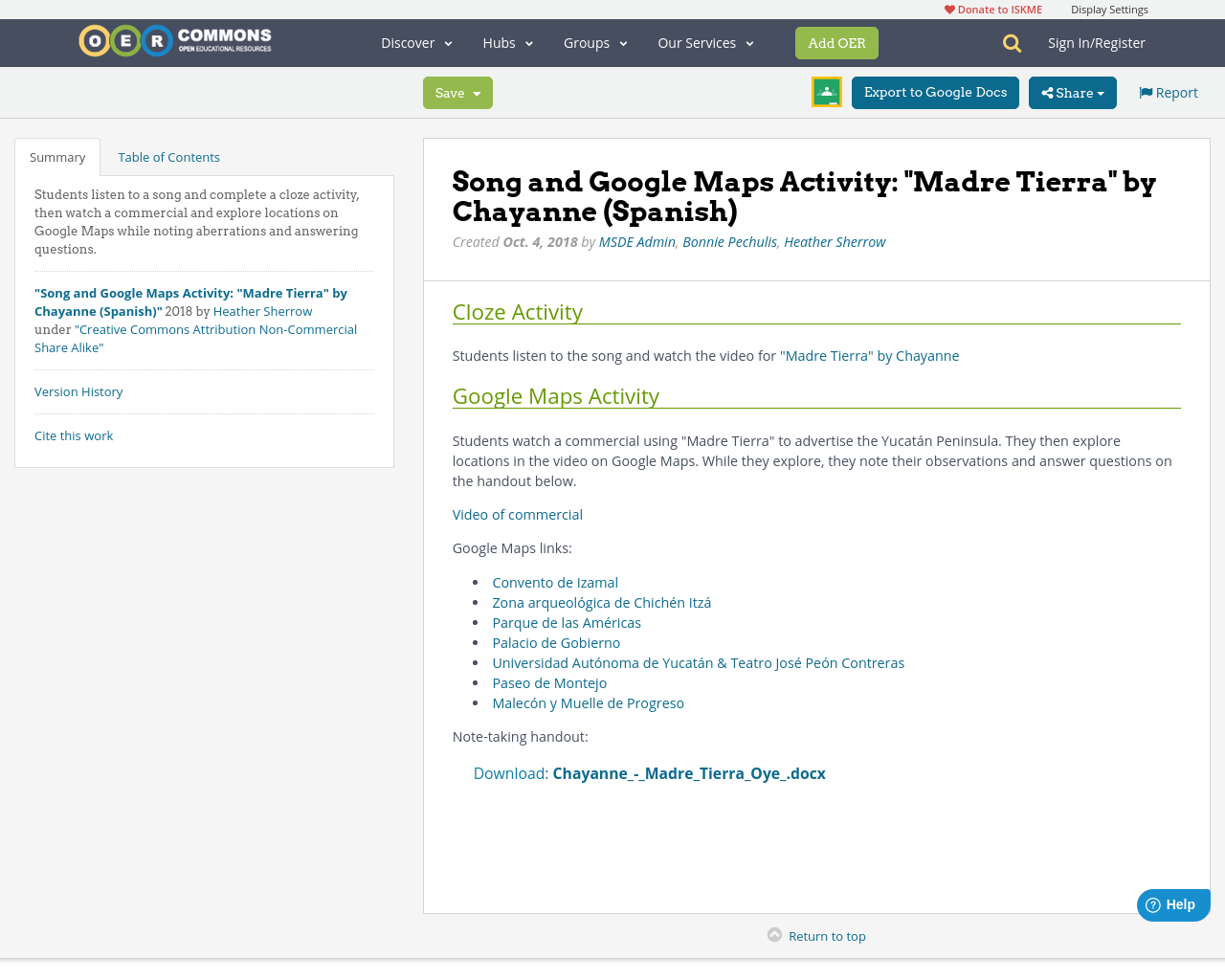 Song and Google Maps Activity: "Madre Tierra" by Chayanne (Spanish ...
