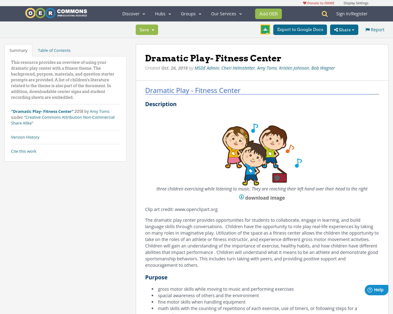 Dramatic Play- Fitness Center | OER Commons