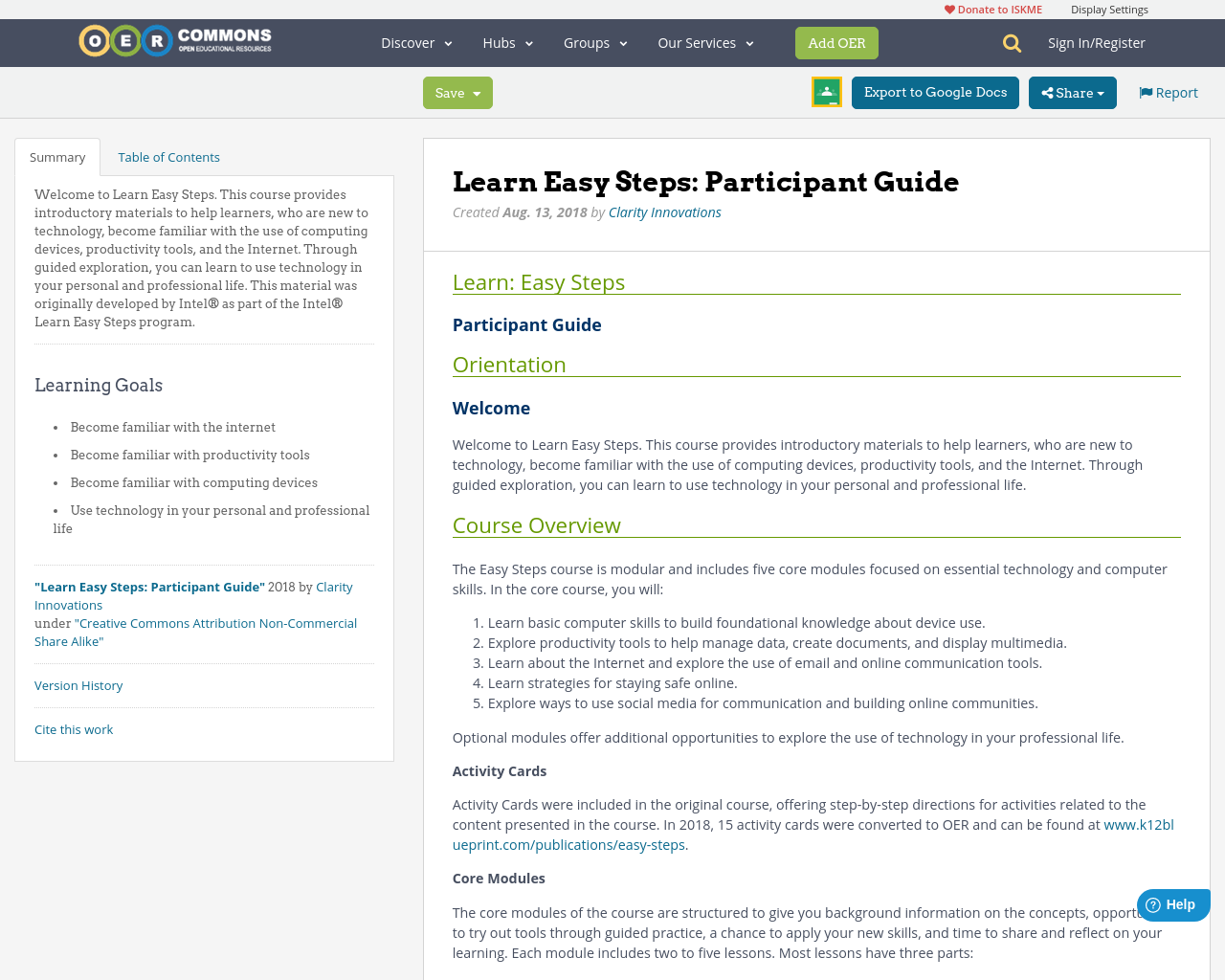 Learn Easy Steps: Participant Guide | OER Commons