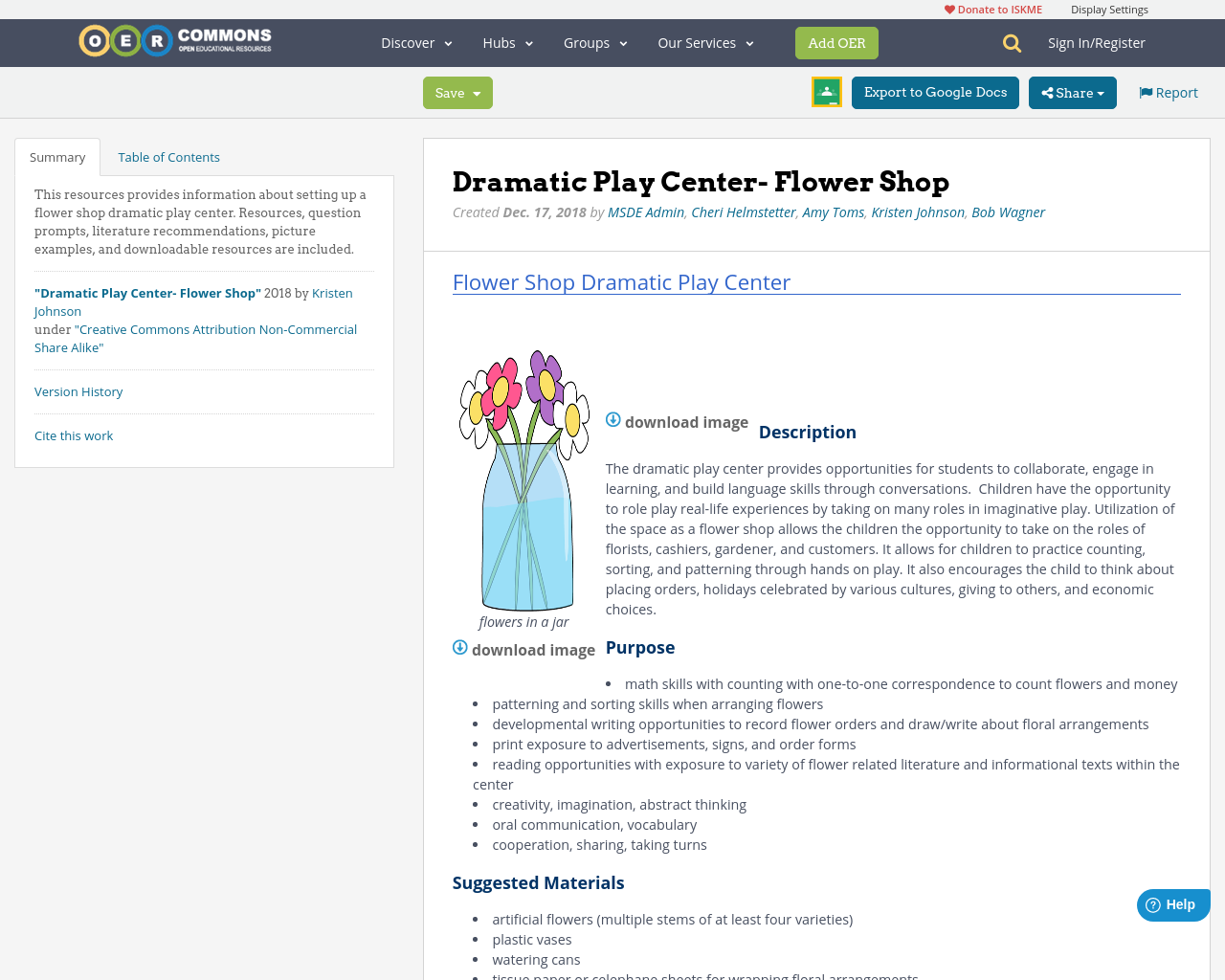 LEGACY RESOURCE - Dramatic Play Center- Flower Shop | OER Commons