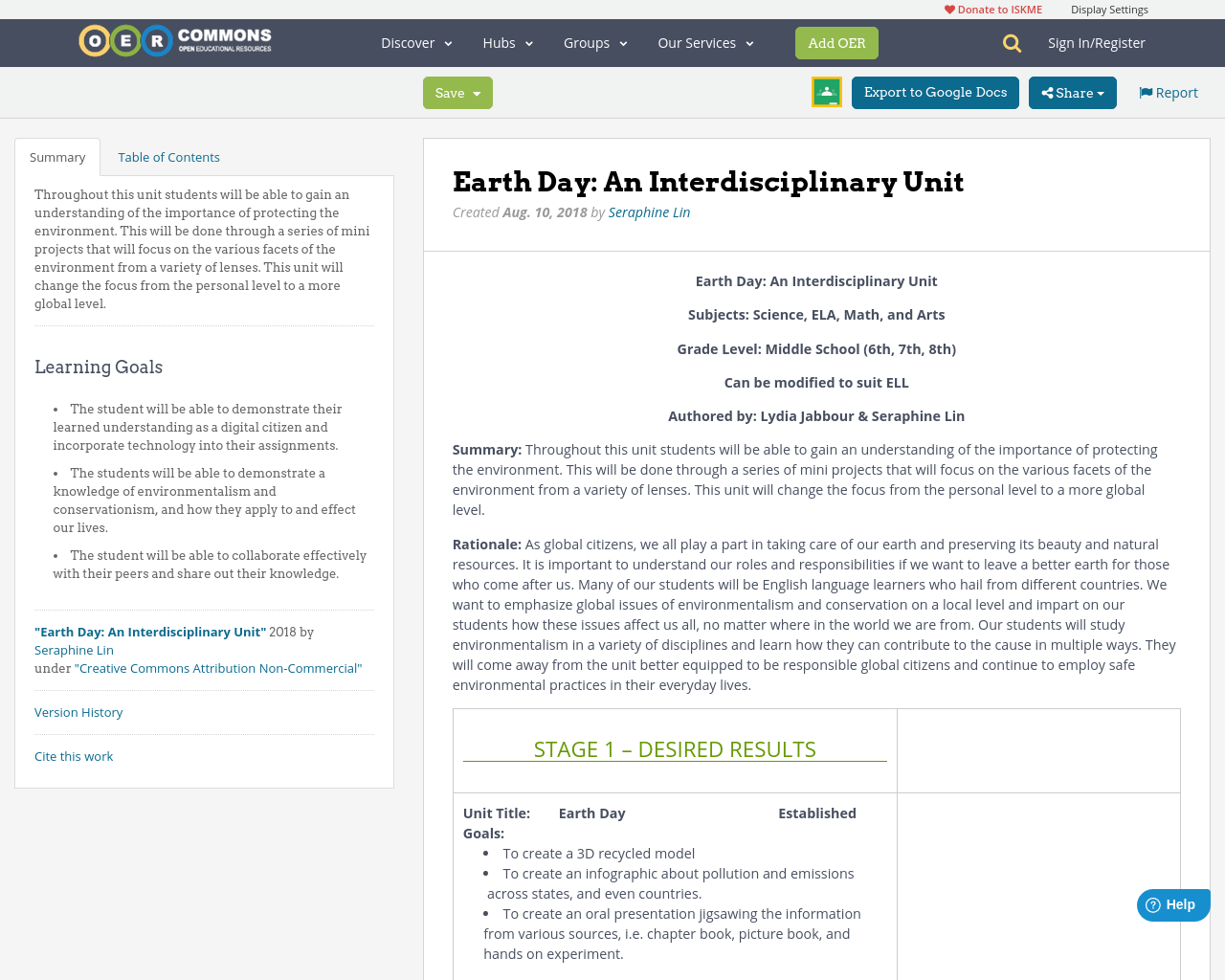 Earth Day: An Interdisciplinary Unit | OER Commons