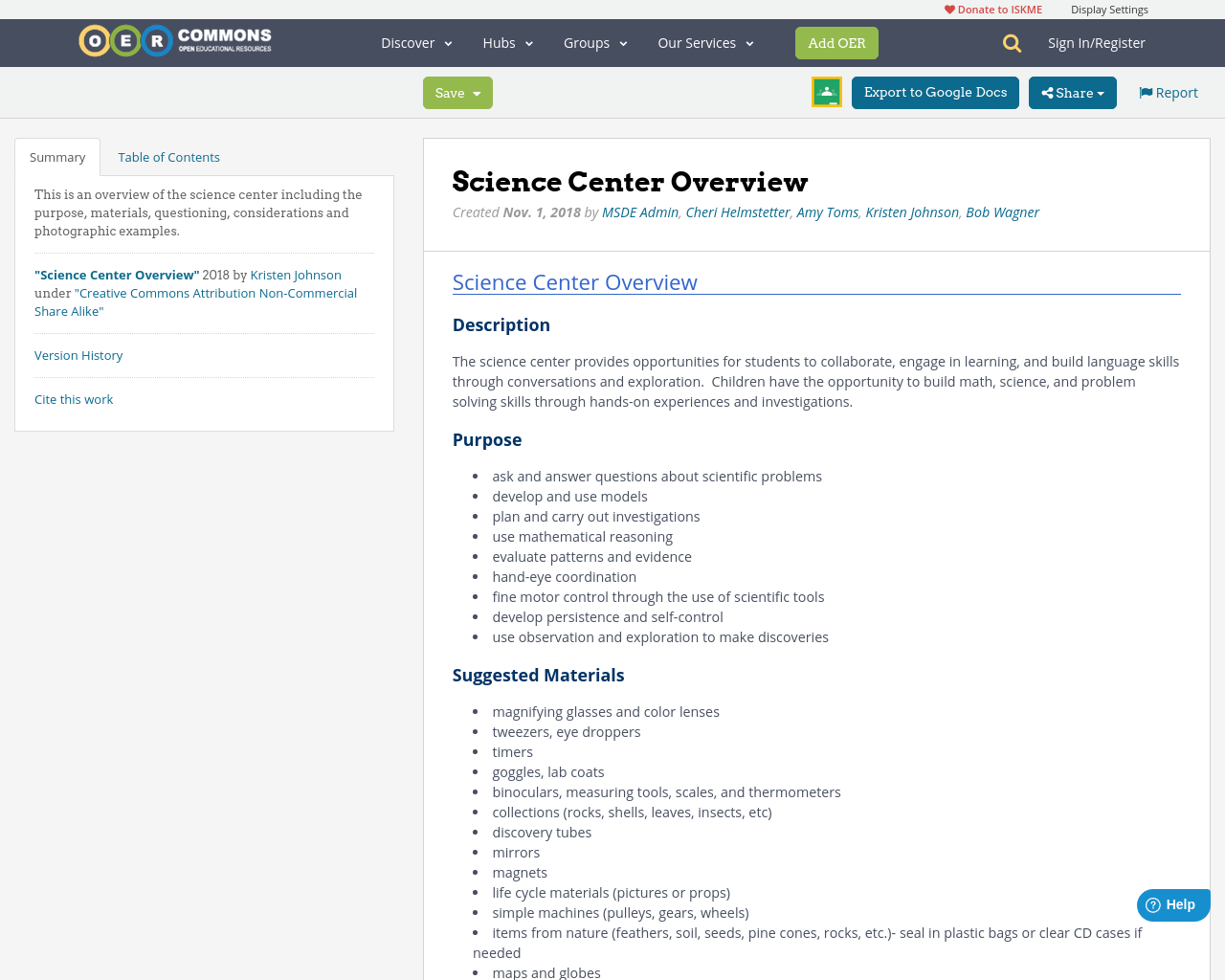 Science Center Overview | OER Commons