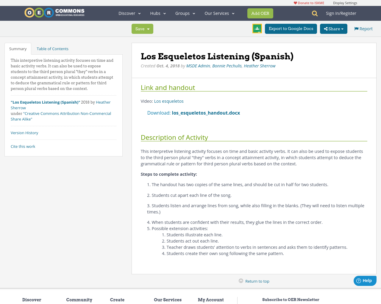 Los Esqueletos Listening (Spanish) | OER Commons