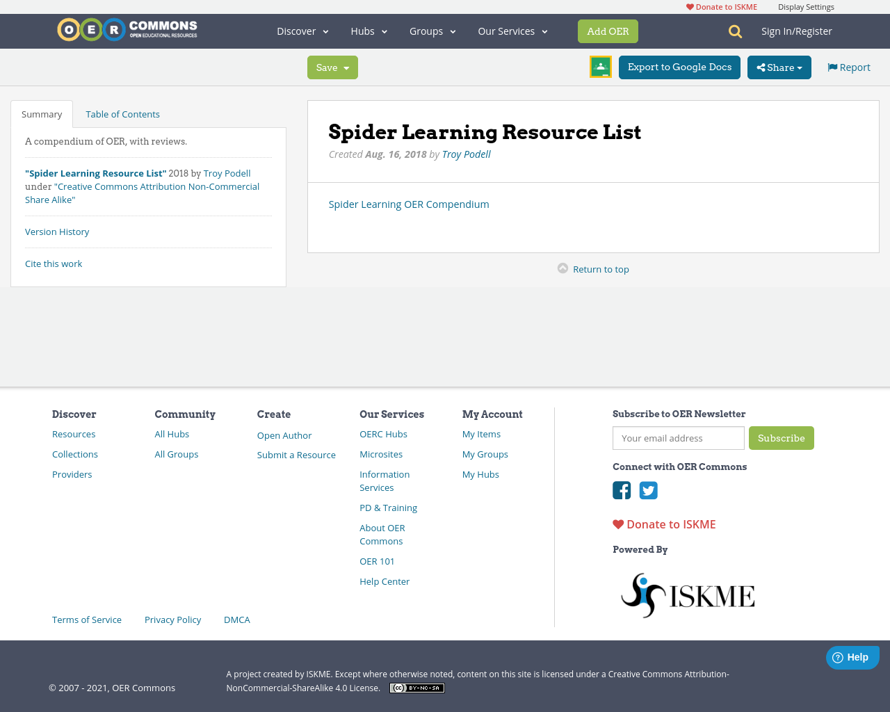 Spider Learning Resource List | OER Commons