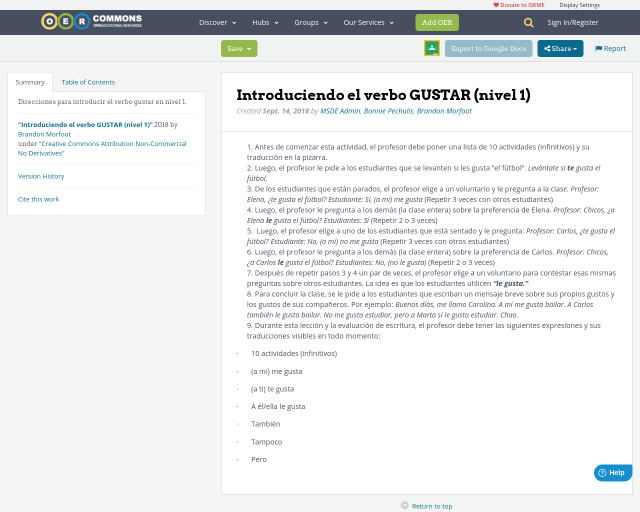 Introduciendo el verbo GUSTAR (nivel 1) | OER Commons