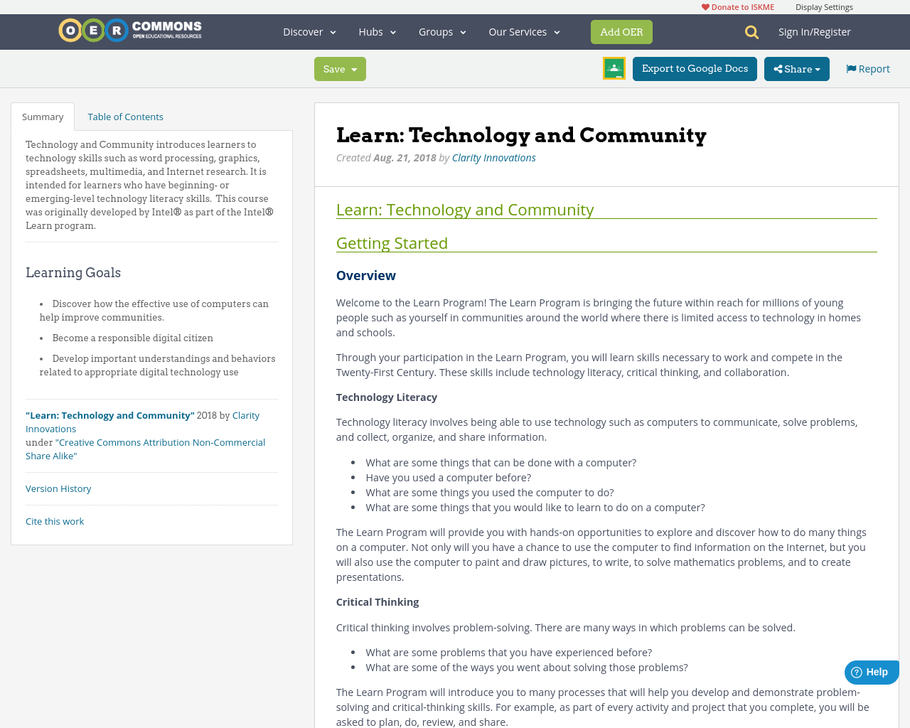 Learn Technology And Community Oer Commons