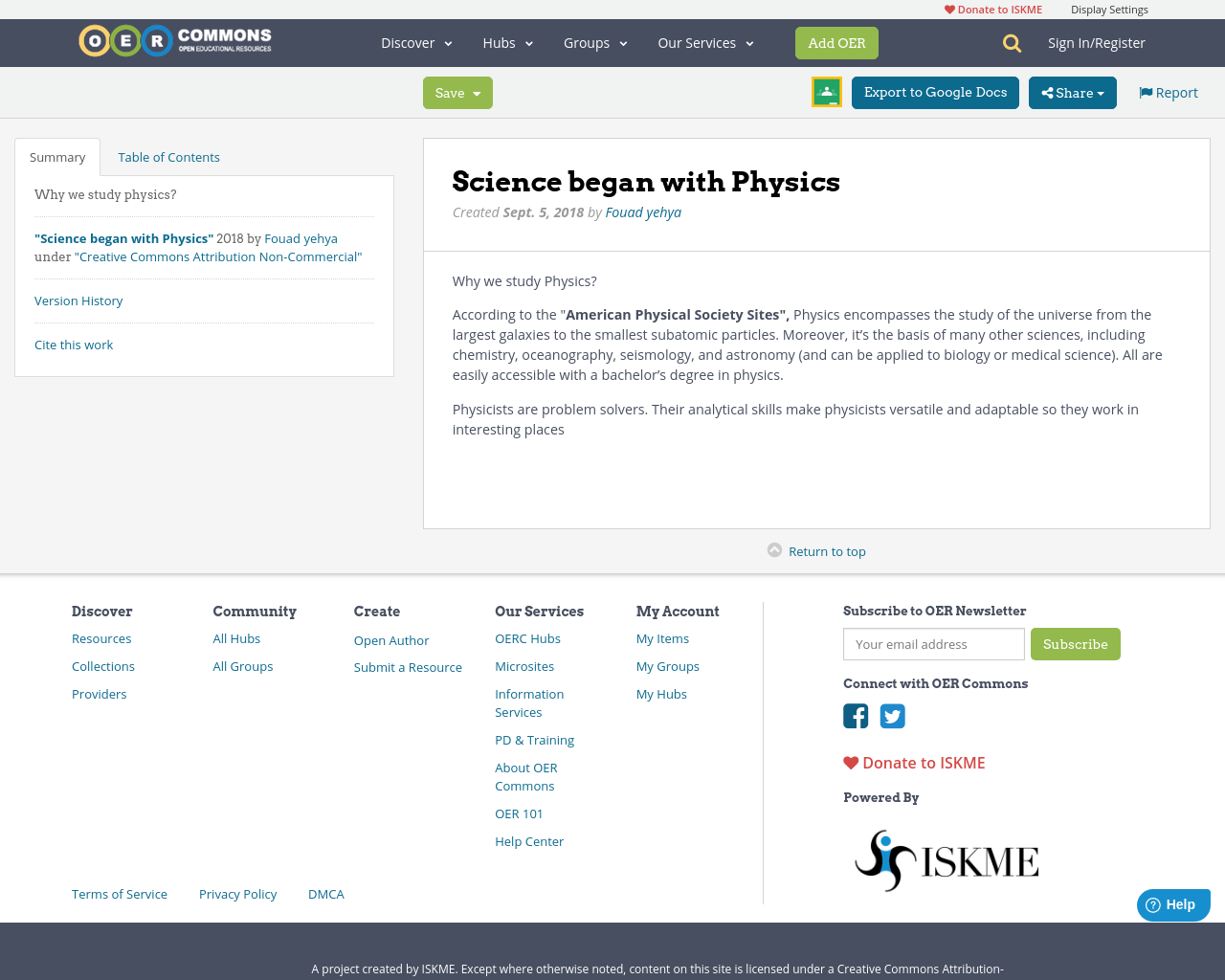 Science began with Physics | OER Commons