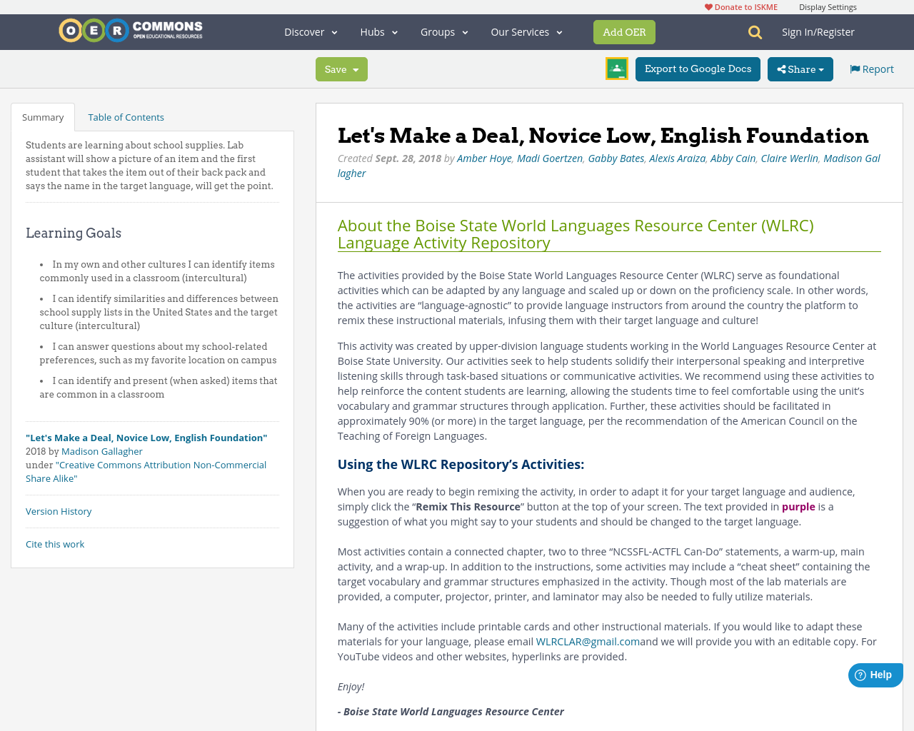 Let's Make a Deal, Novice Low, English Foundation | OER Commons