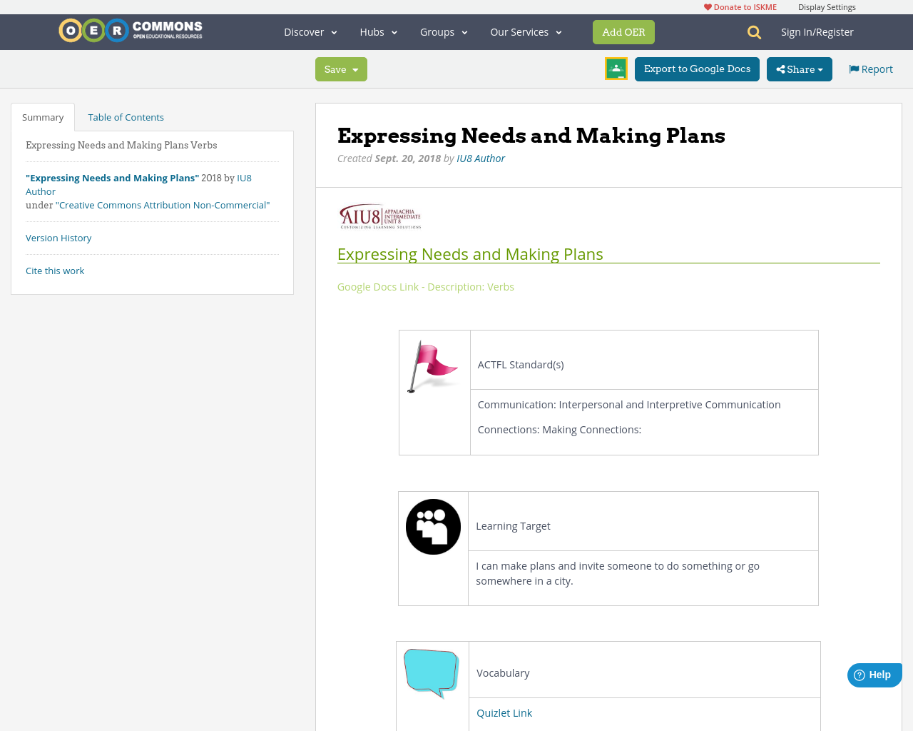Expressing Needs and Making Plans | OER Commons