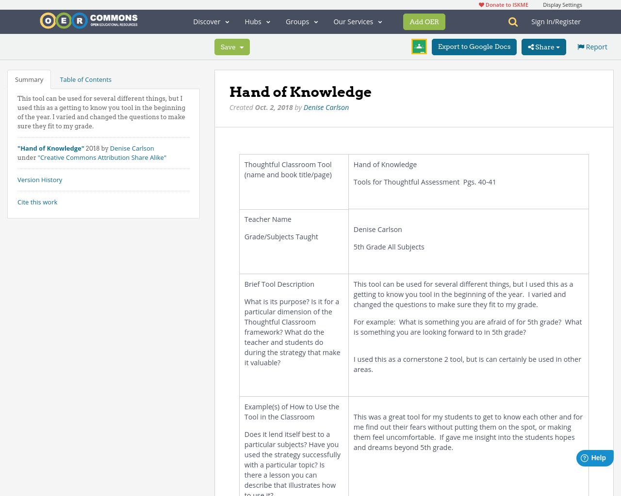 Hand of Knowledge | OER Commons