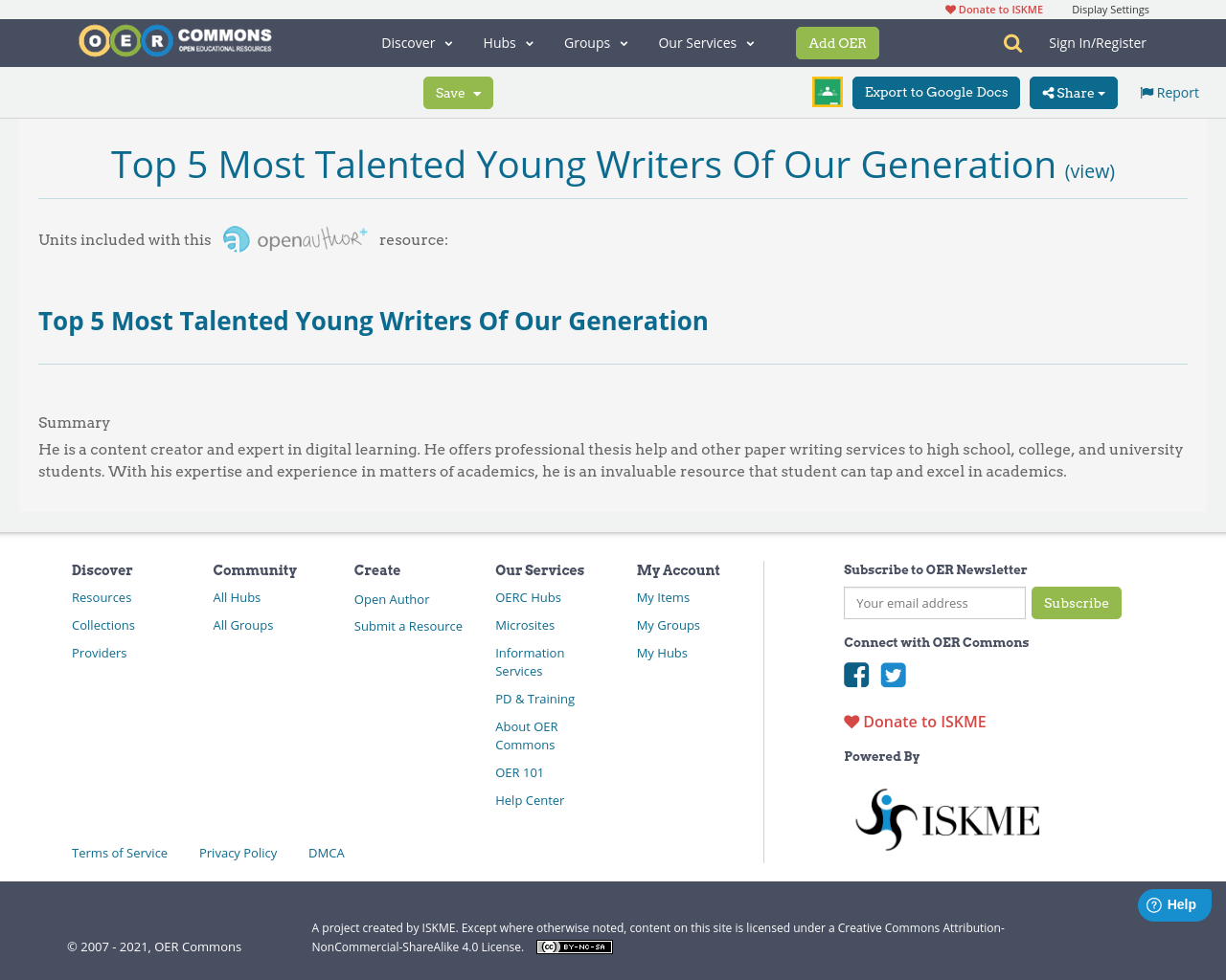 Top 5 Most Talented Young Writers Of Our Generation | OER Commons