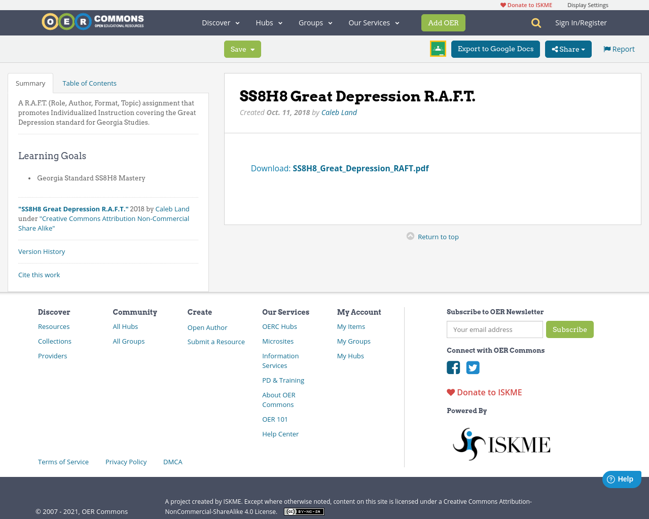SS8H8 Great Depression R.A.F.T. | OER Commons