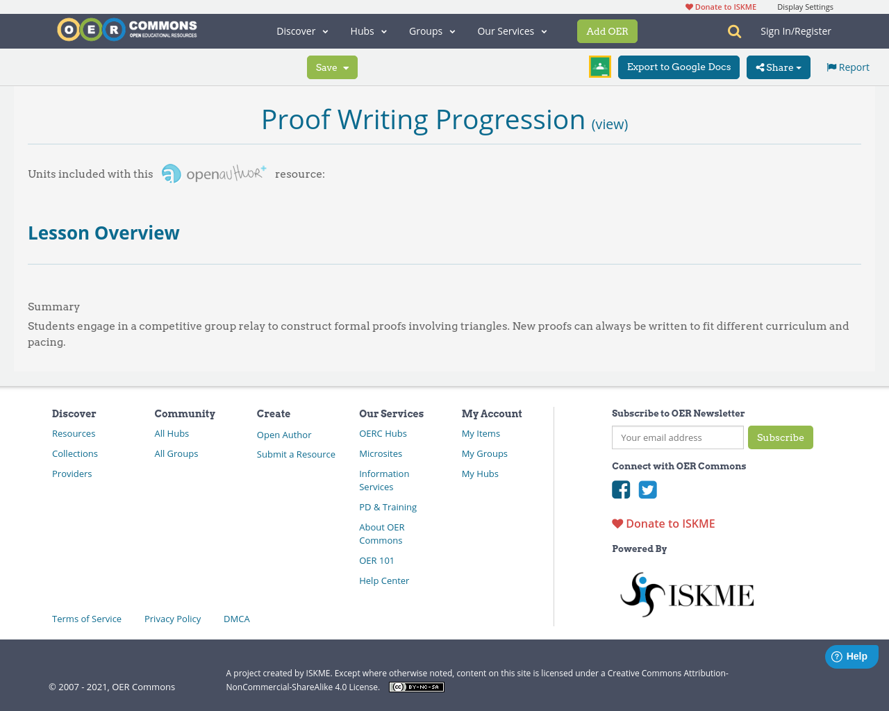 Proof Writing Progression | OER Commons