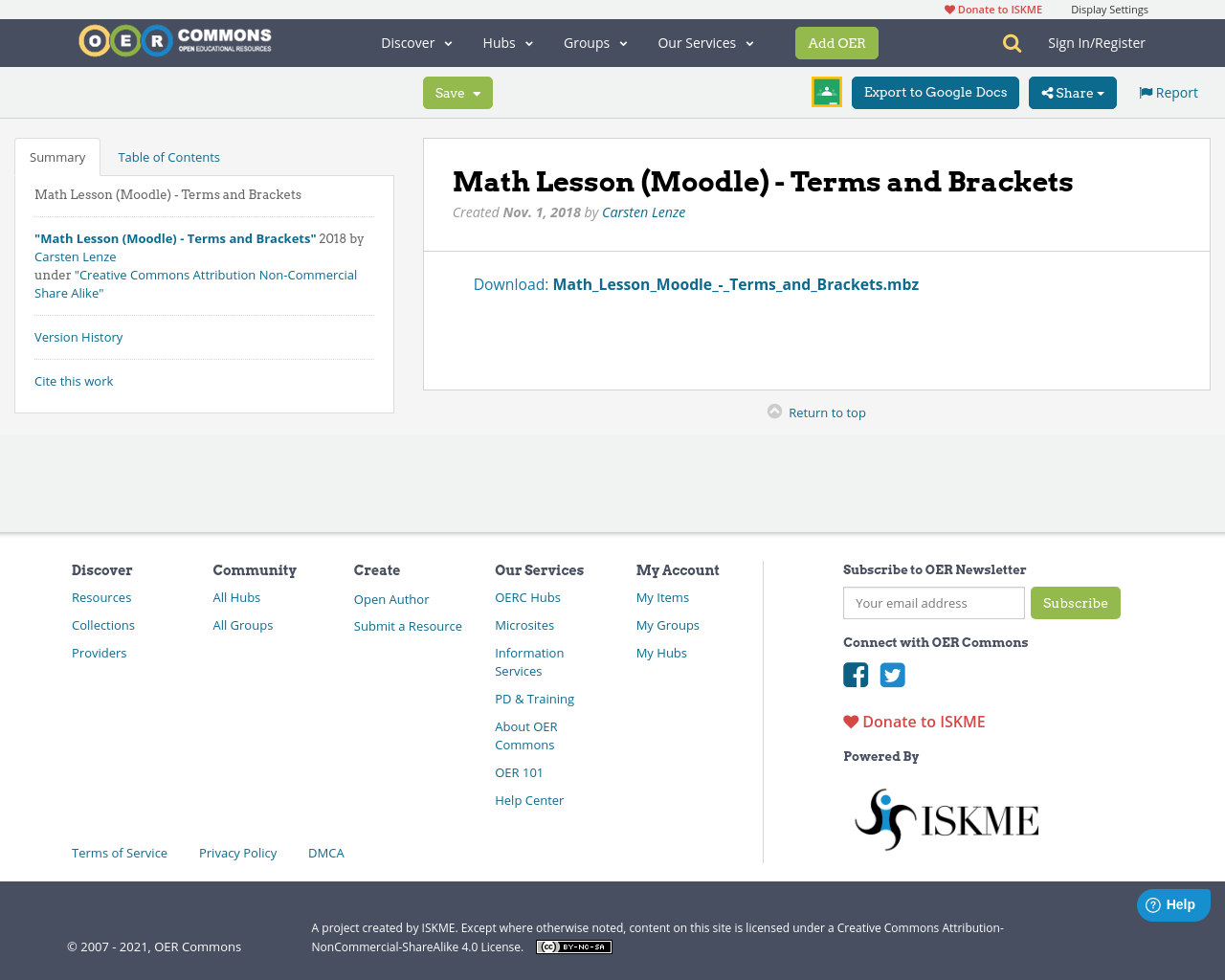 Math Lesson (Moodle) - Terms and Brackets | OER Commons