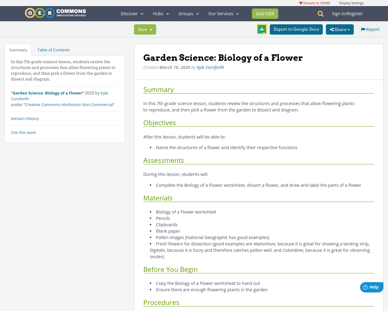 Garden Science: Biology of a Flower | OER Commons