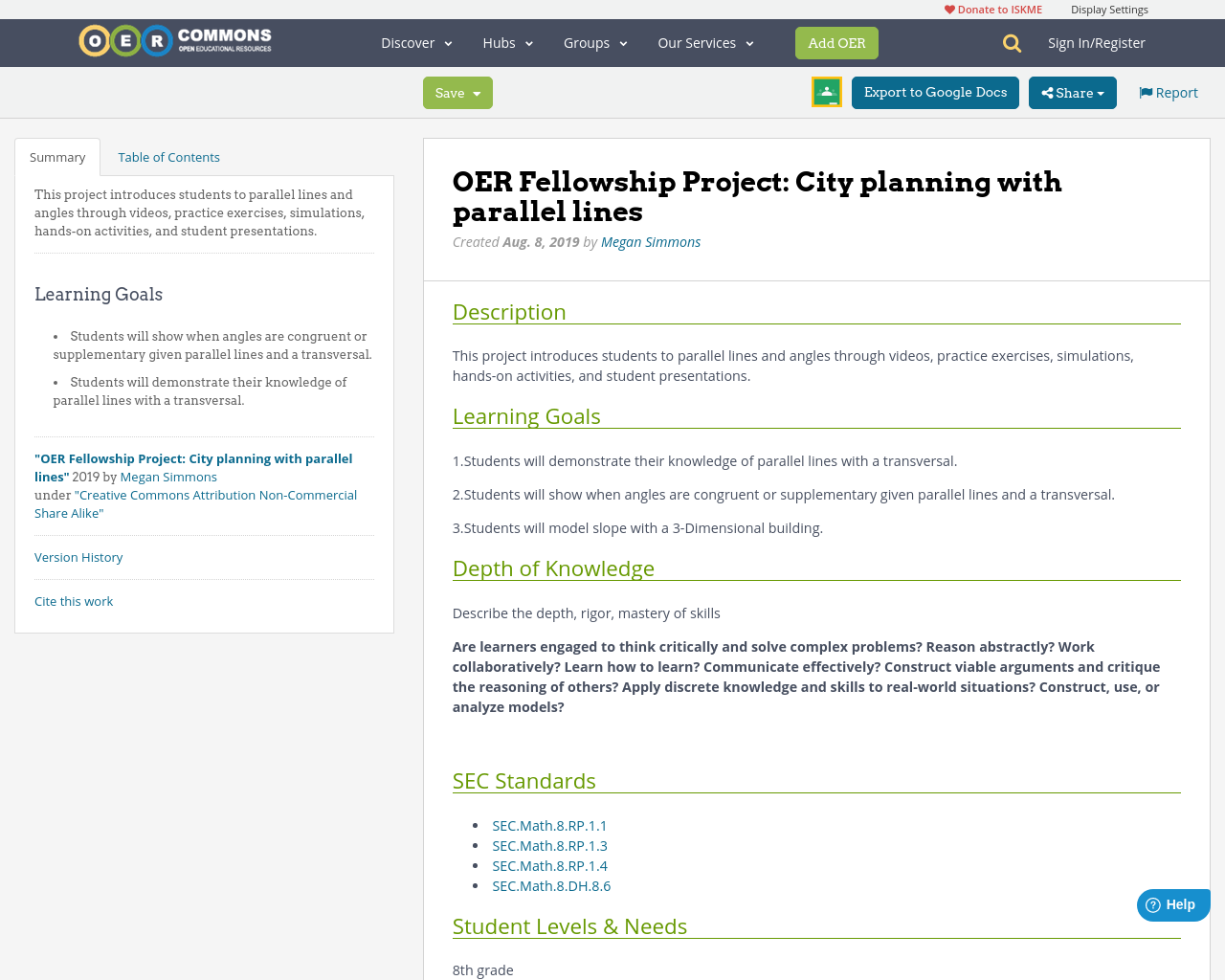 OER Fellowship Project: City planning with parallel lines | OER Commons