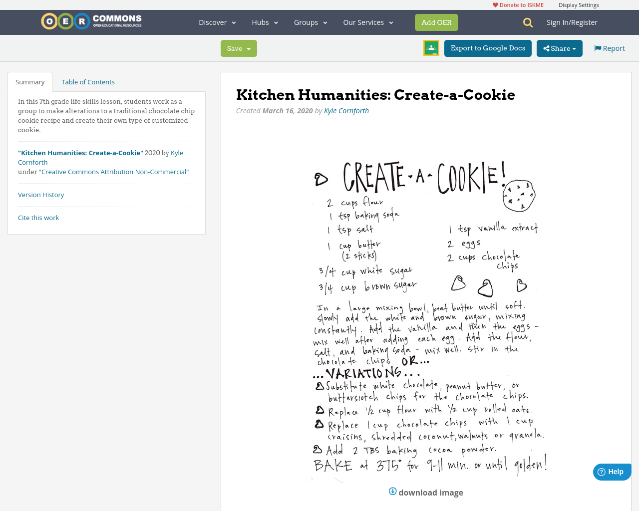 Kitchen Humanities: Create-a-Cookie | OER Commons