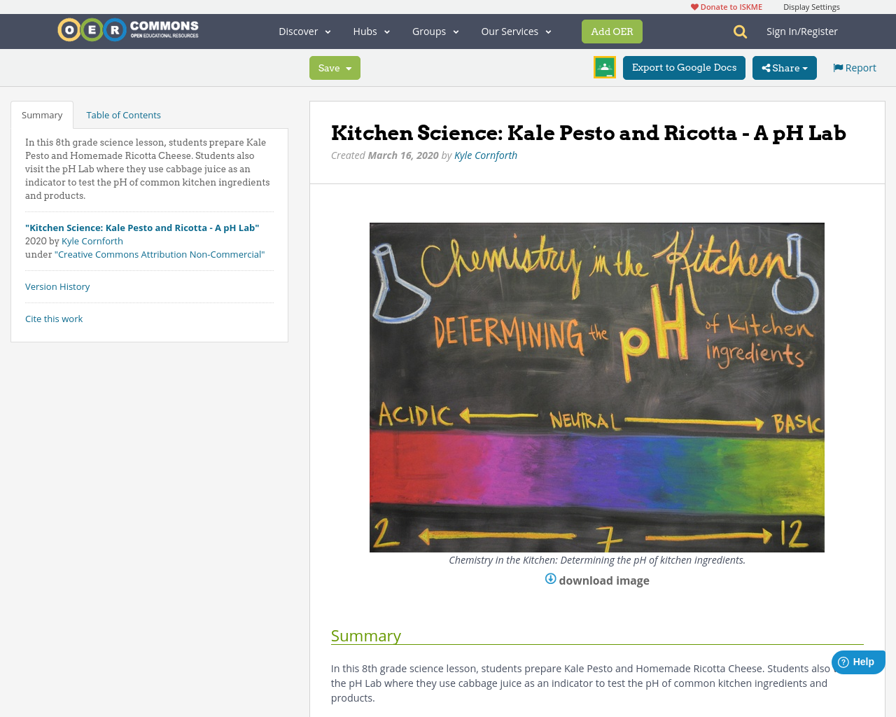 Kitchen Science: Kale Pesto and Ricotta - A pH Lab | OER Commons