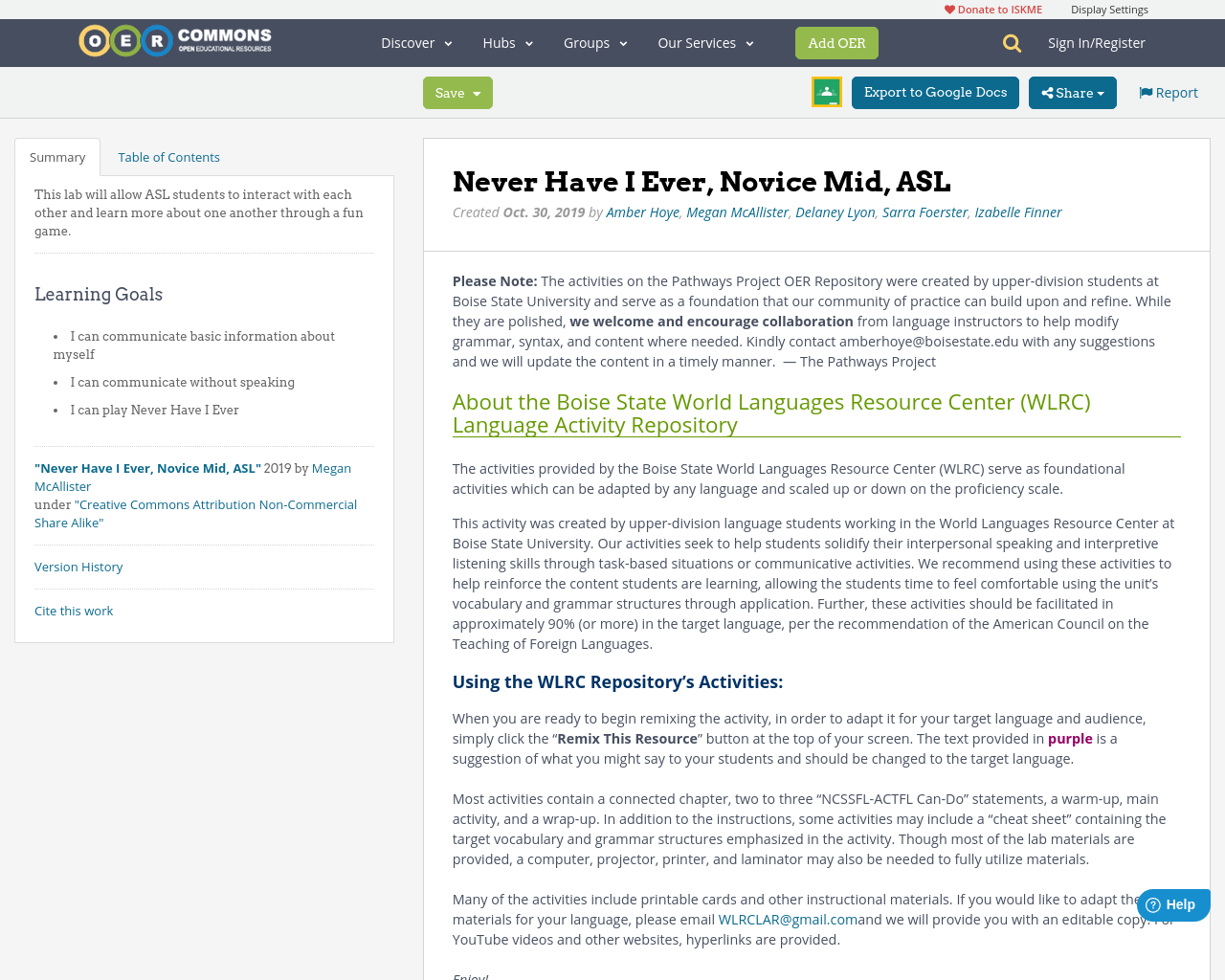 Never Have I Ever, Novice Mid, ASL | OER Commons