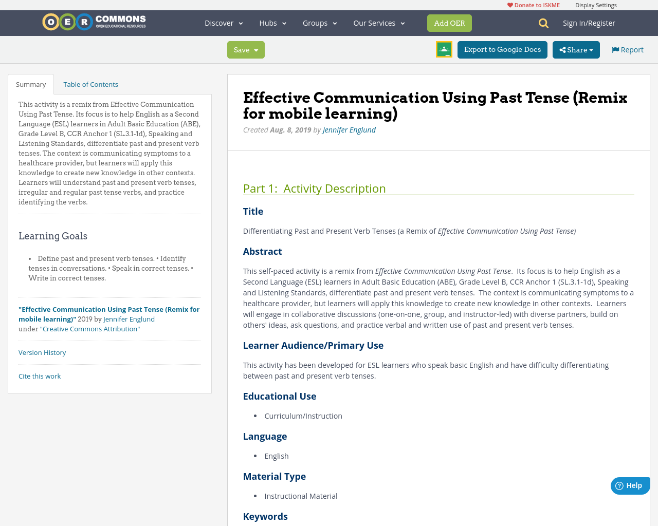 Effective Communication Using Past Tense (Remix for mobile learning ...