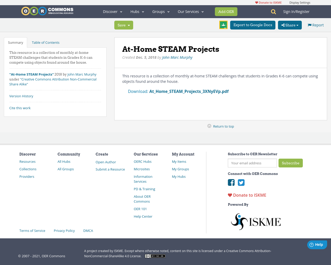 At-Home STEAM Projects | OER Commons