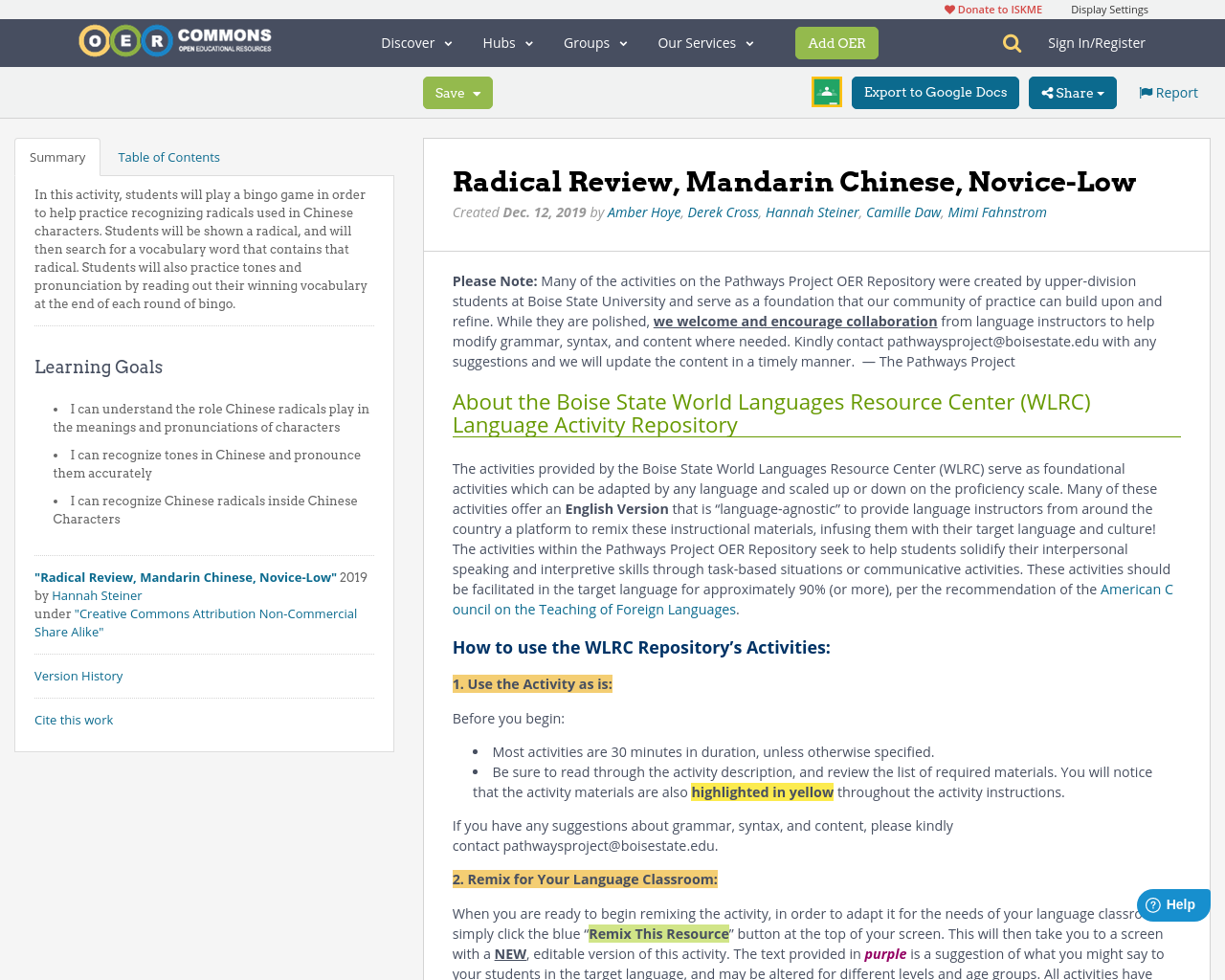 Radical Review, Mandarin Chinese, Novice-Low | OER Commons