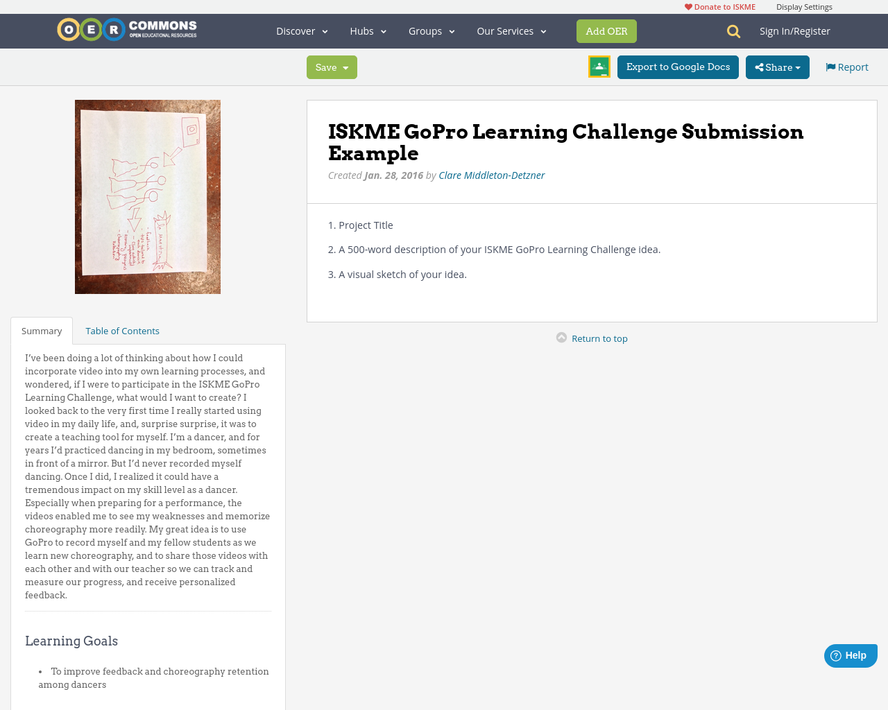 ISKME GoPro Learning Challenge Submission Example | OER Commons