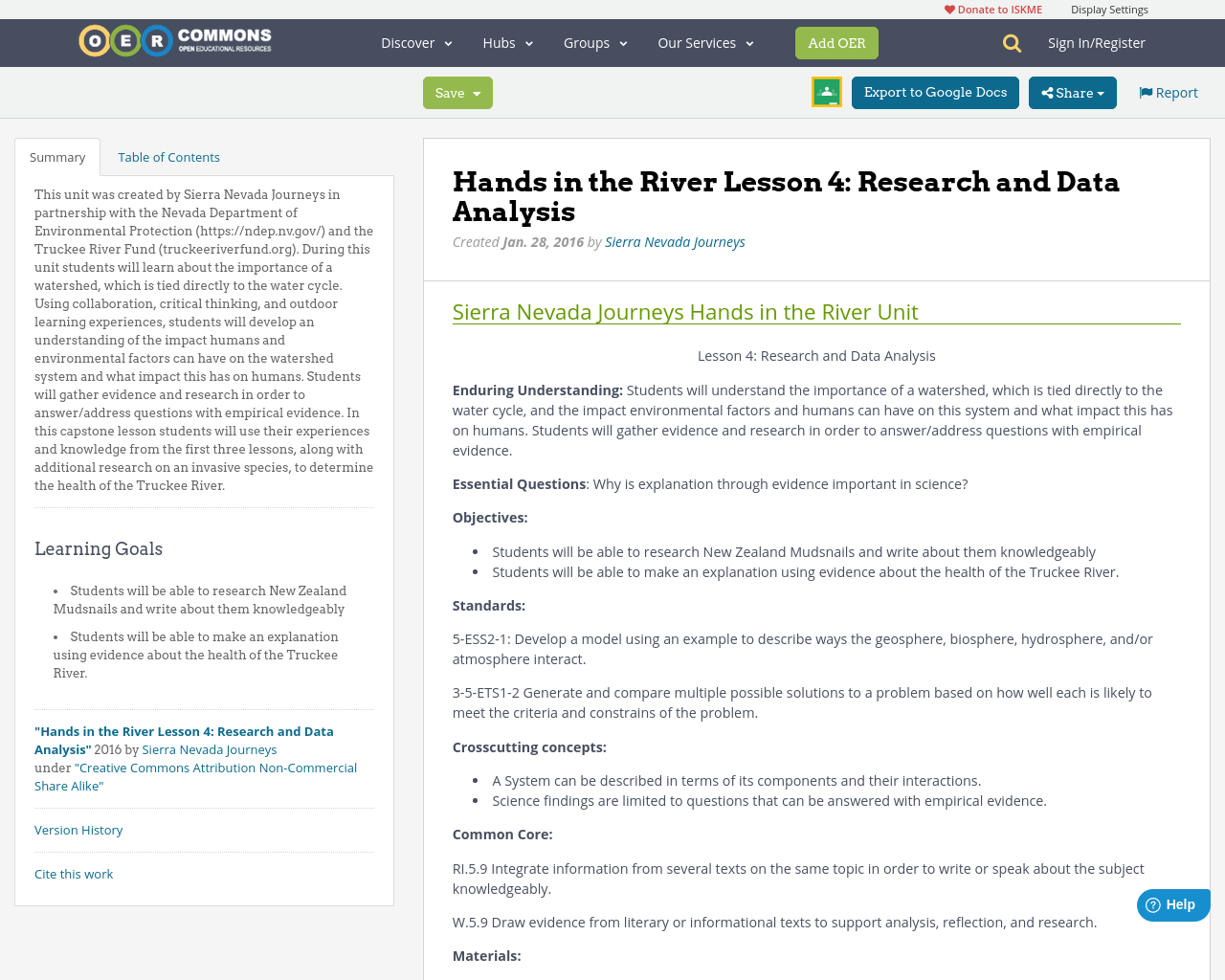 Hands in the River Lesson 4: Research and Data Analysis | OER Commons