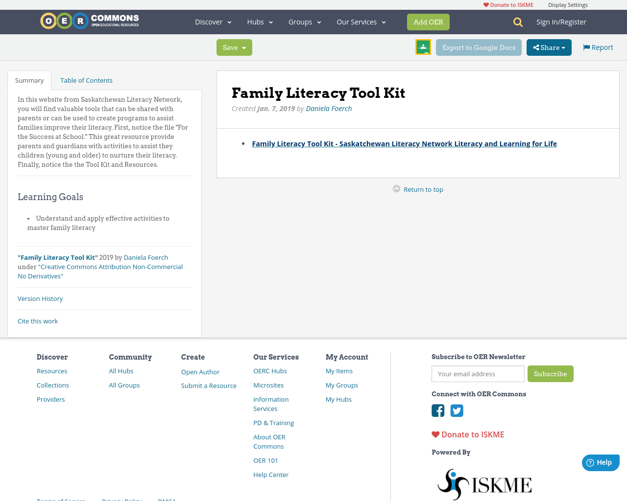 Family Literacy Tool Kit | OER Commons