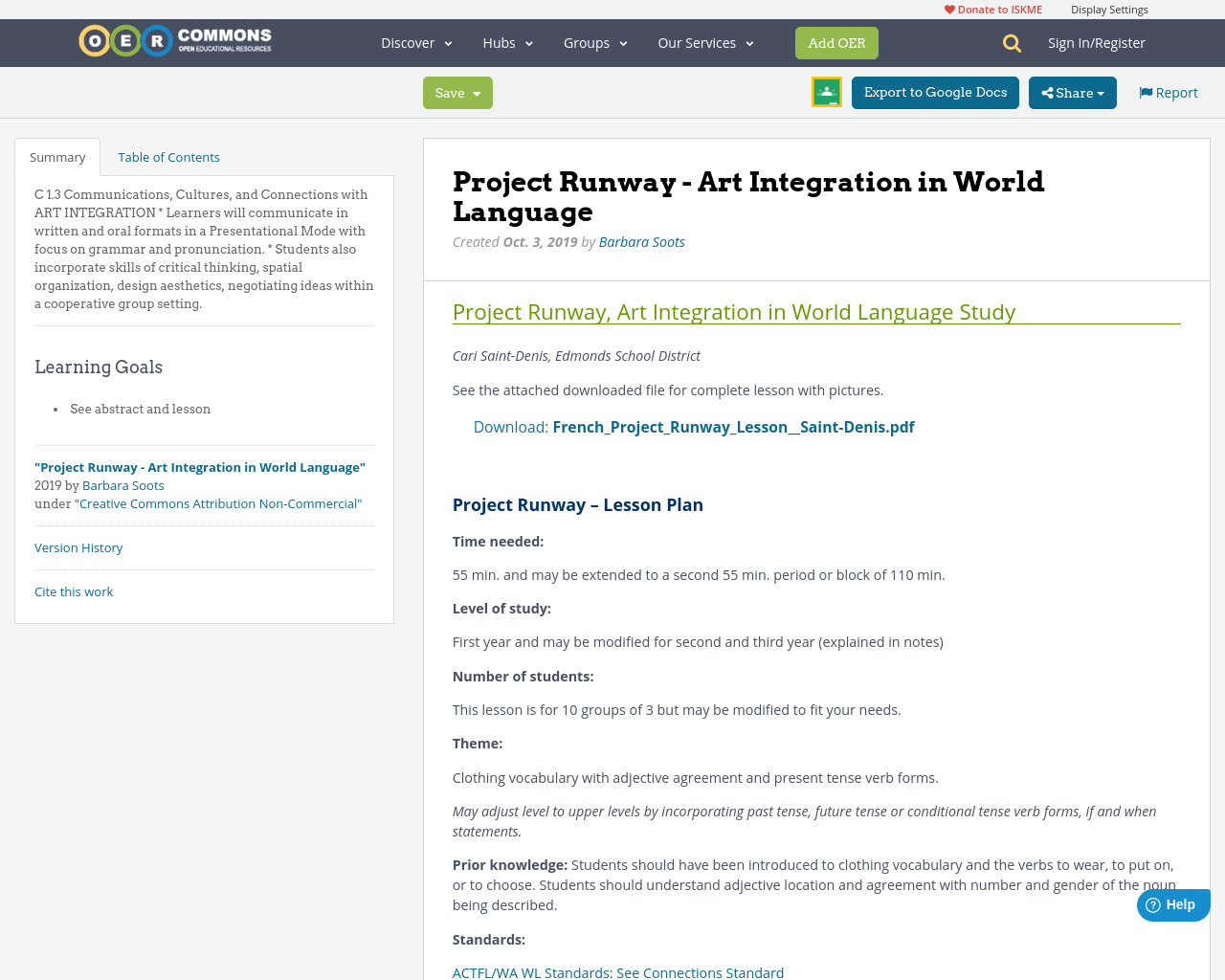 Project Runway - Art Integration in World Language | OER Commons